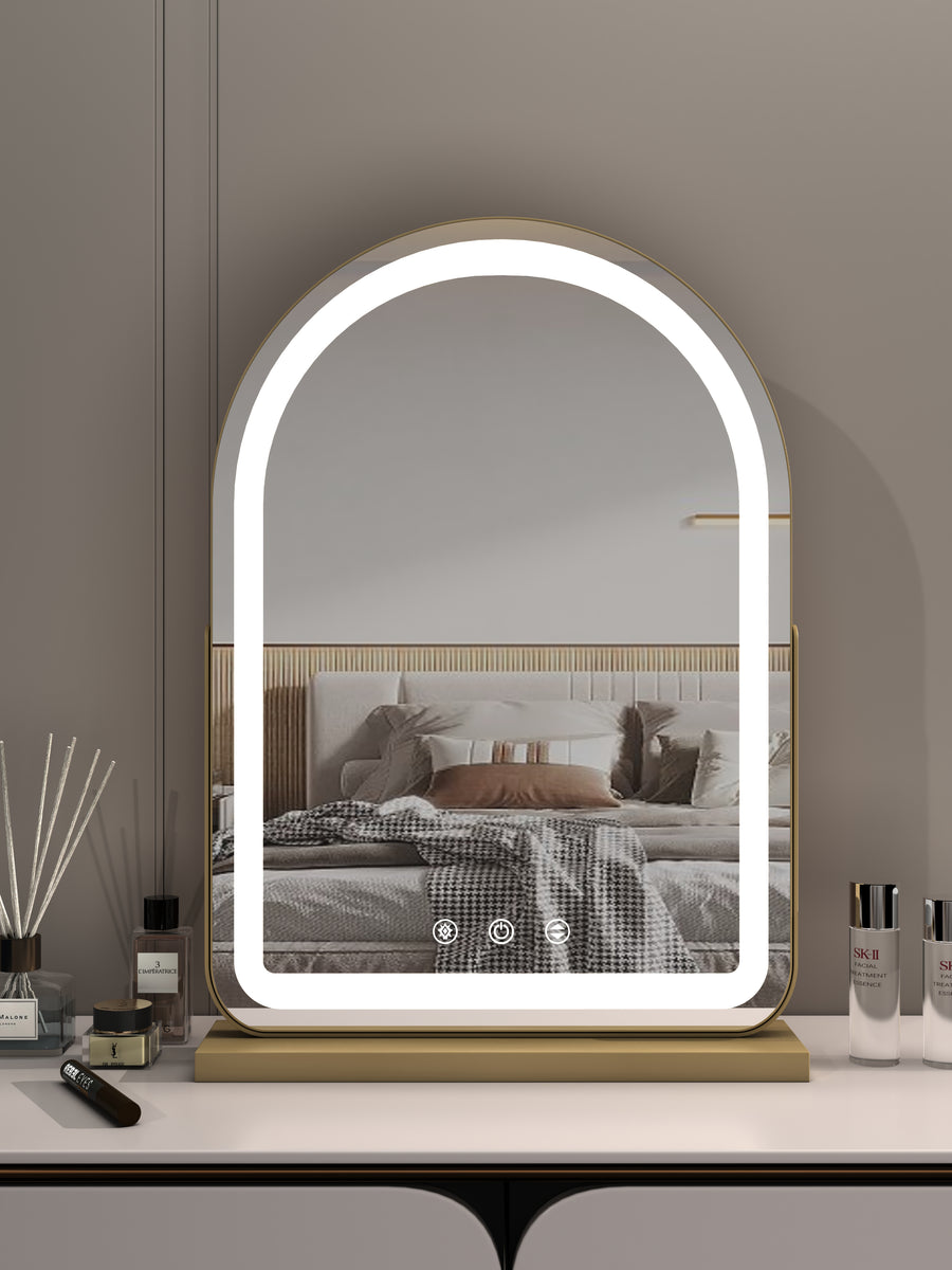 'AMOUR' Arch Curved Vanity Mirror - LED Light Strip – Waitrose Furniture