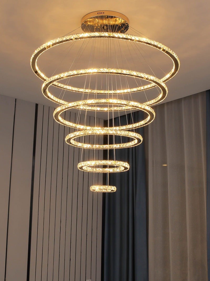'MOSELLE' Multi Ring Chandelier Pendant Light K9 Crystal Suspension Pe ...
