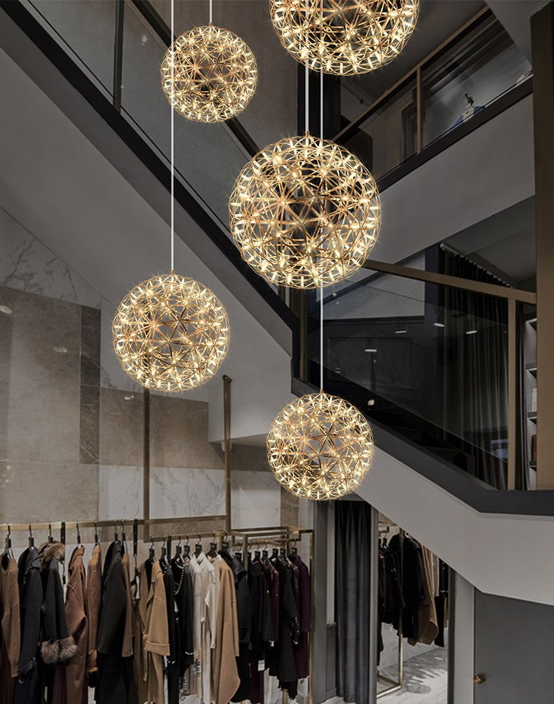 'FIREWORK' Stainless Steel Pendant Light Chandelier – Waitrose Furniture