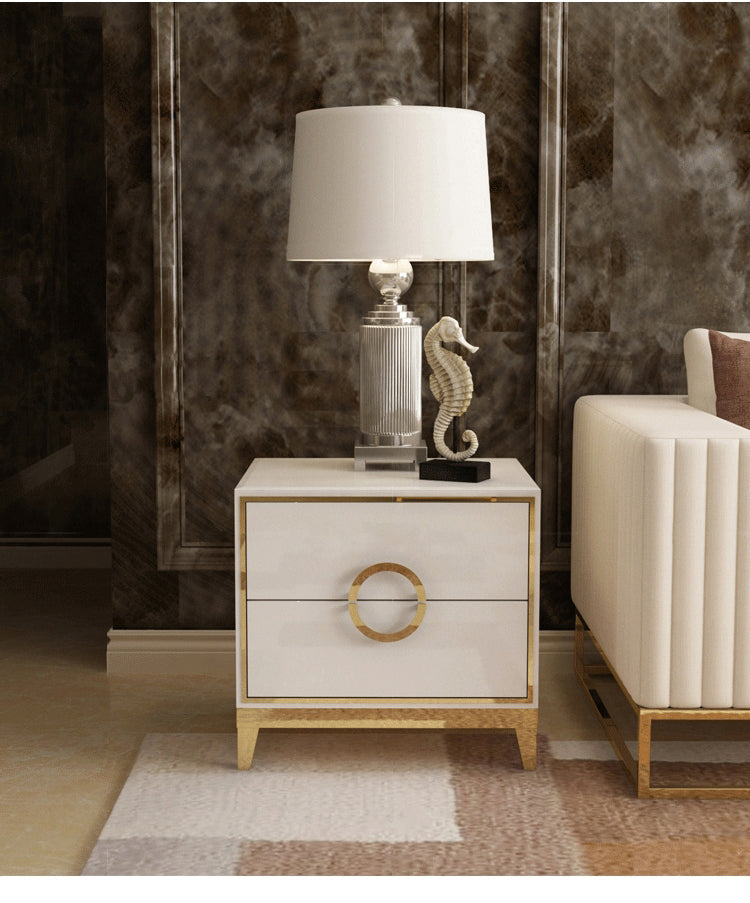 'ANELLO' High Gloss Gold Trim Bedside Table – Waitrose Furniture