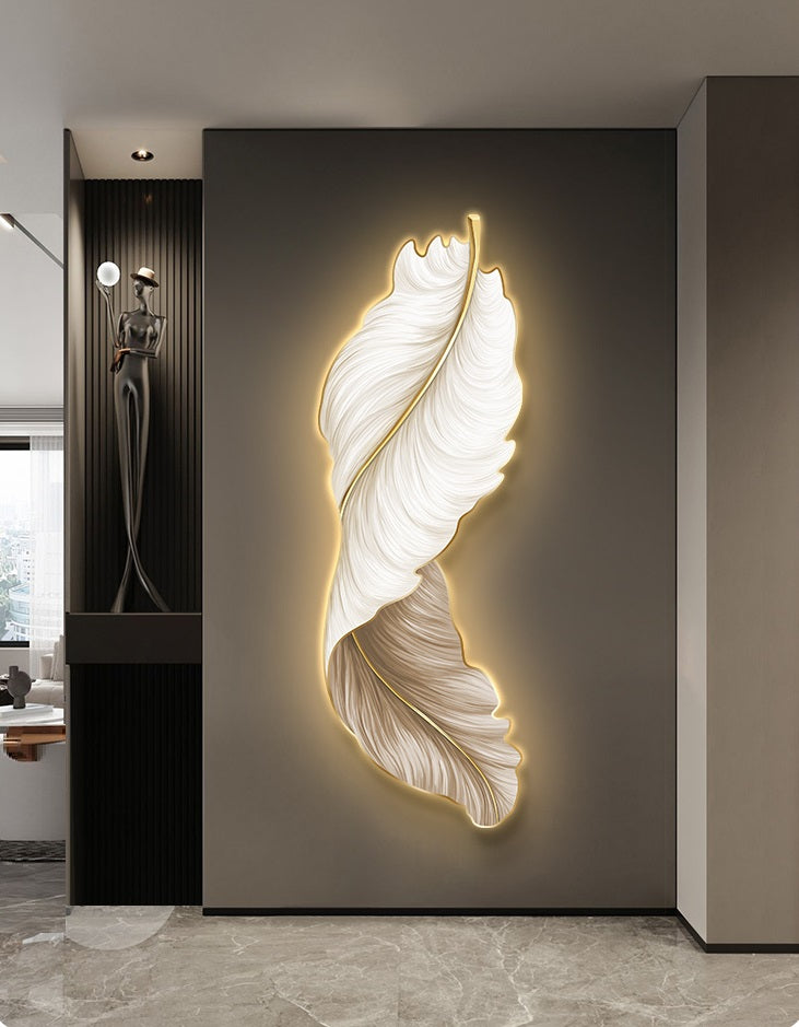 ‘PIUMA’ Feather Crystal Porcelain 3D Painting LED Lighting Wall Art ...