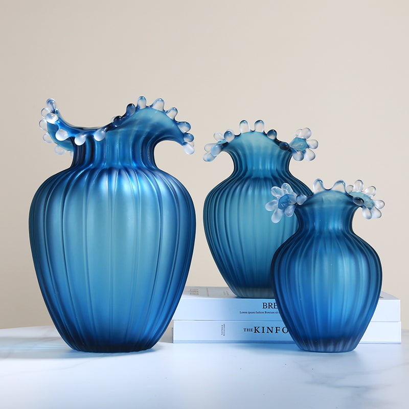 'WAVES' Glass Vase - Blue – Waitrose Furniture